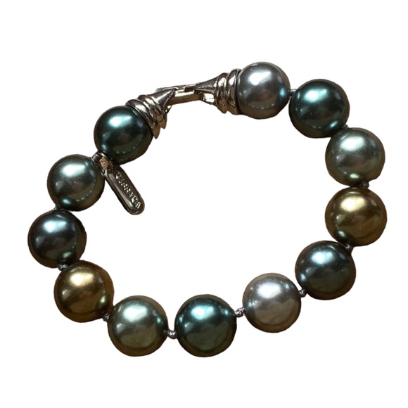 Kissaka | Jewelry | Kisska Glass Faux Pearl Peacock Colors Blue Green ...